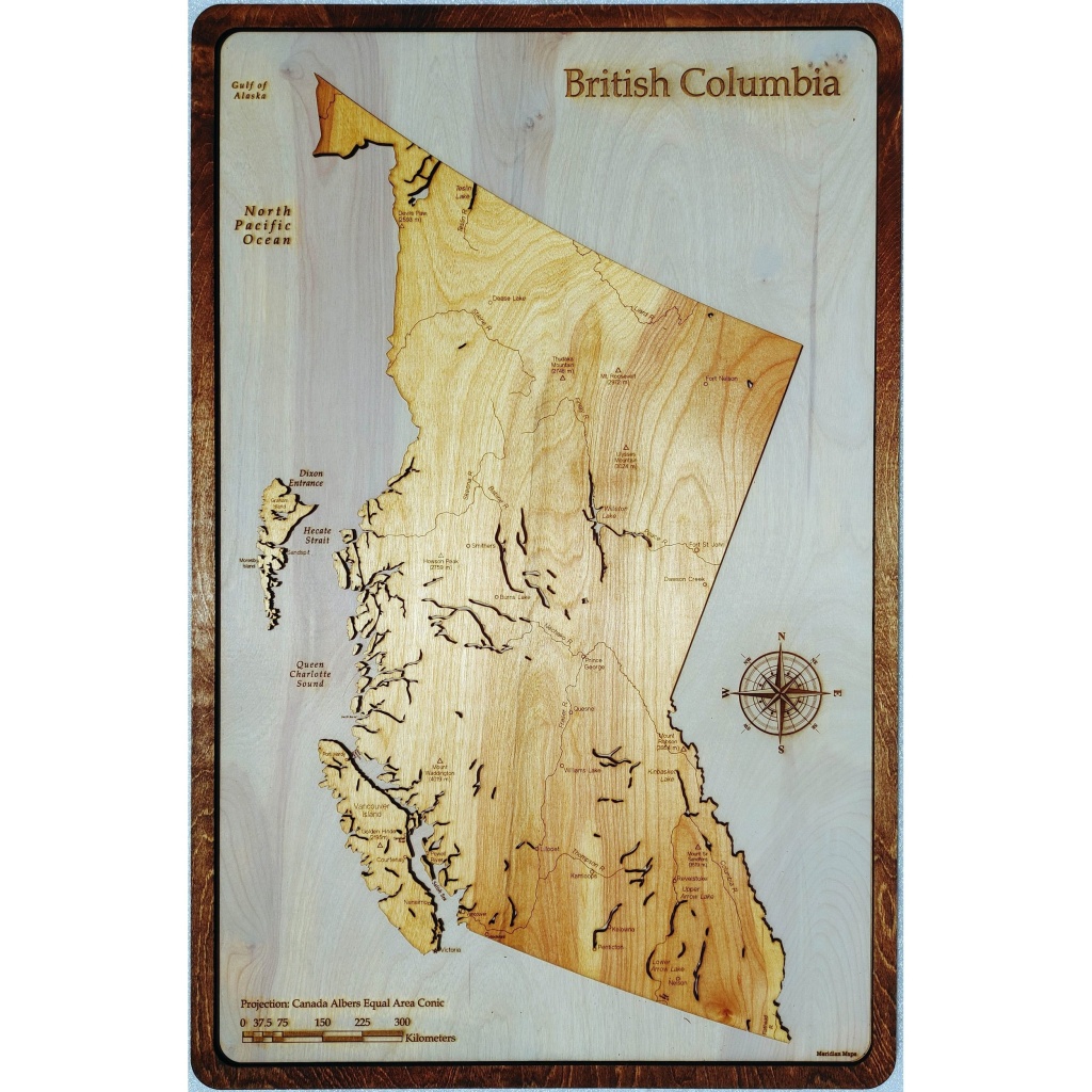 British Columbia, Canada Wood Map – Meridian Maps