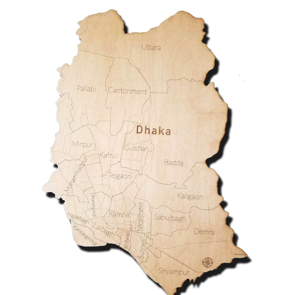 Dhaka, Bangladesh Wood Map – Meridian Maps