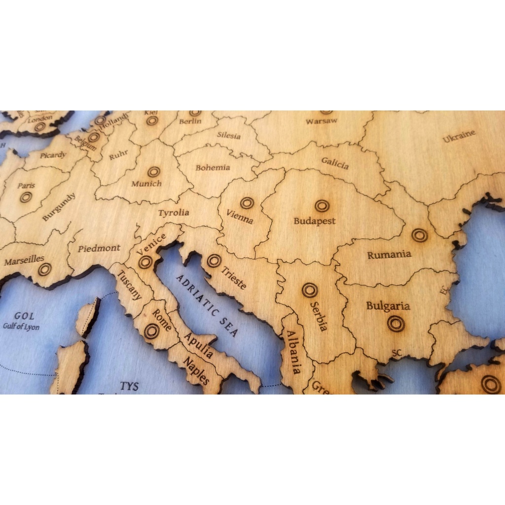 Diplomacy Game, Historical Europe Wood Map – Meridian Maps