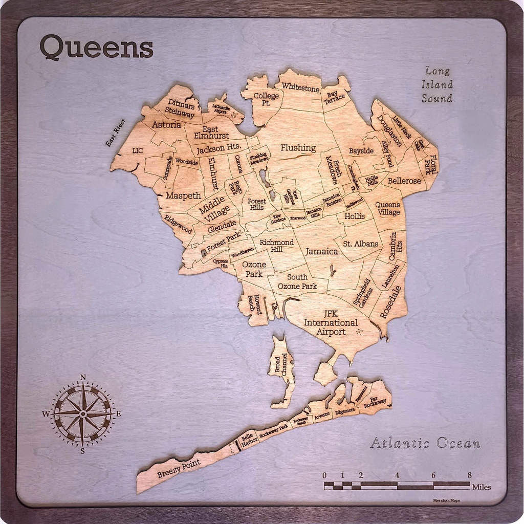 Queens Neighborhood Wood Map – Meridian Maps