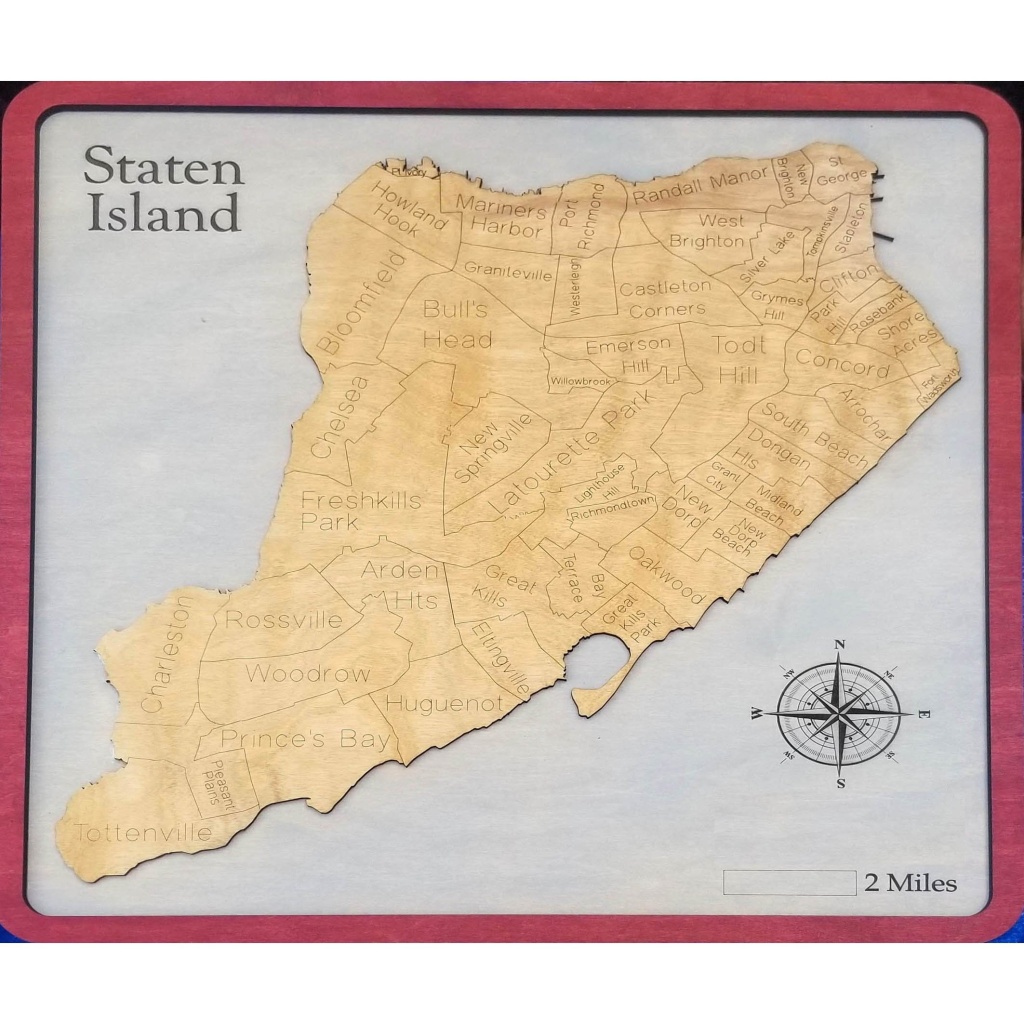 Staten Island, NY Wood Map – Meridian Maps