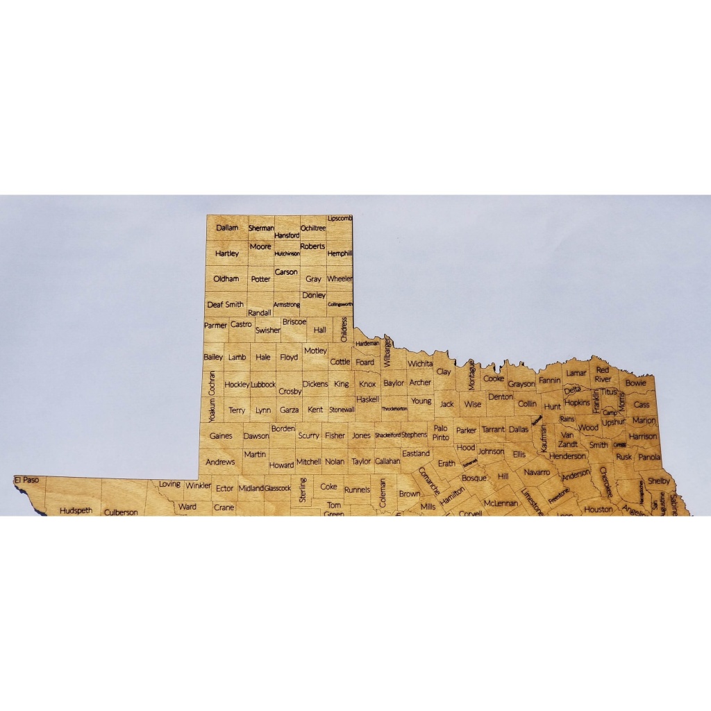 Texas State County Wood Map – Meridian Maps