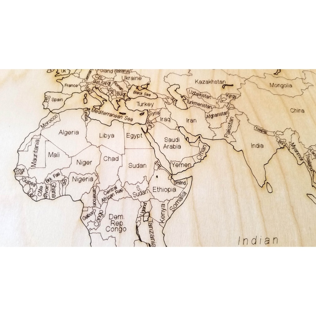 World Oval Wood Map in Robinson Projection – Meridian Maps